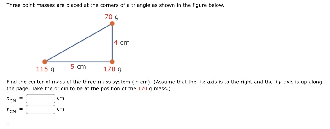 Solved Three point masses are placed at the corners of a | Chegg.com