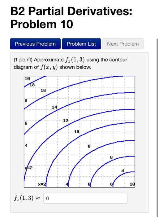 Solved B2 Partial Derivatives: Problem 10 (1 point) | Chegg.com