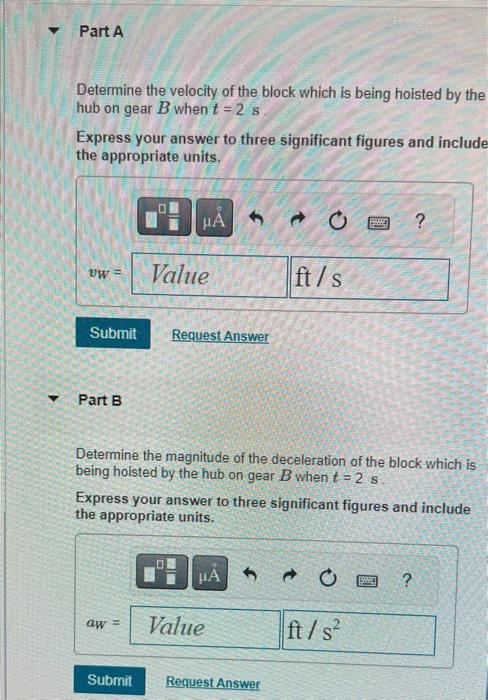 Solved The hoisting gear A has an initial angular velocity | Chegg.com