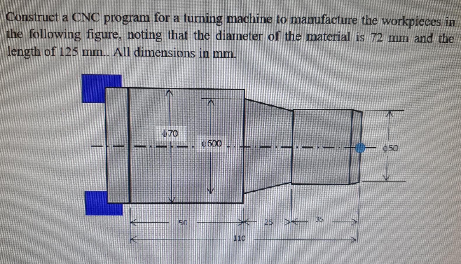 Solved Construct a CNC program for a turning machine to | Chegg.com