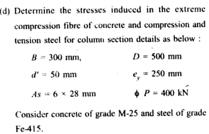Solved (d) ﻿Determine the stresses induced in the extreme | Chegg.com
