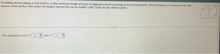 Solved A mailing servico places a limit of 35 in on the | Chegg.com