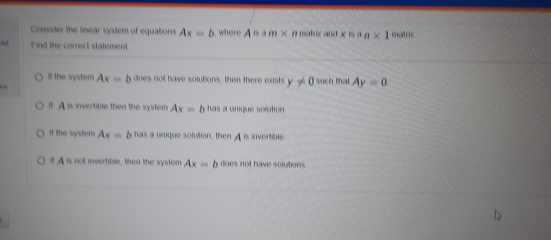 Solved Find the corect statementIt the syatem Ax=b ﻿does not | Chegg.com