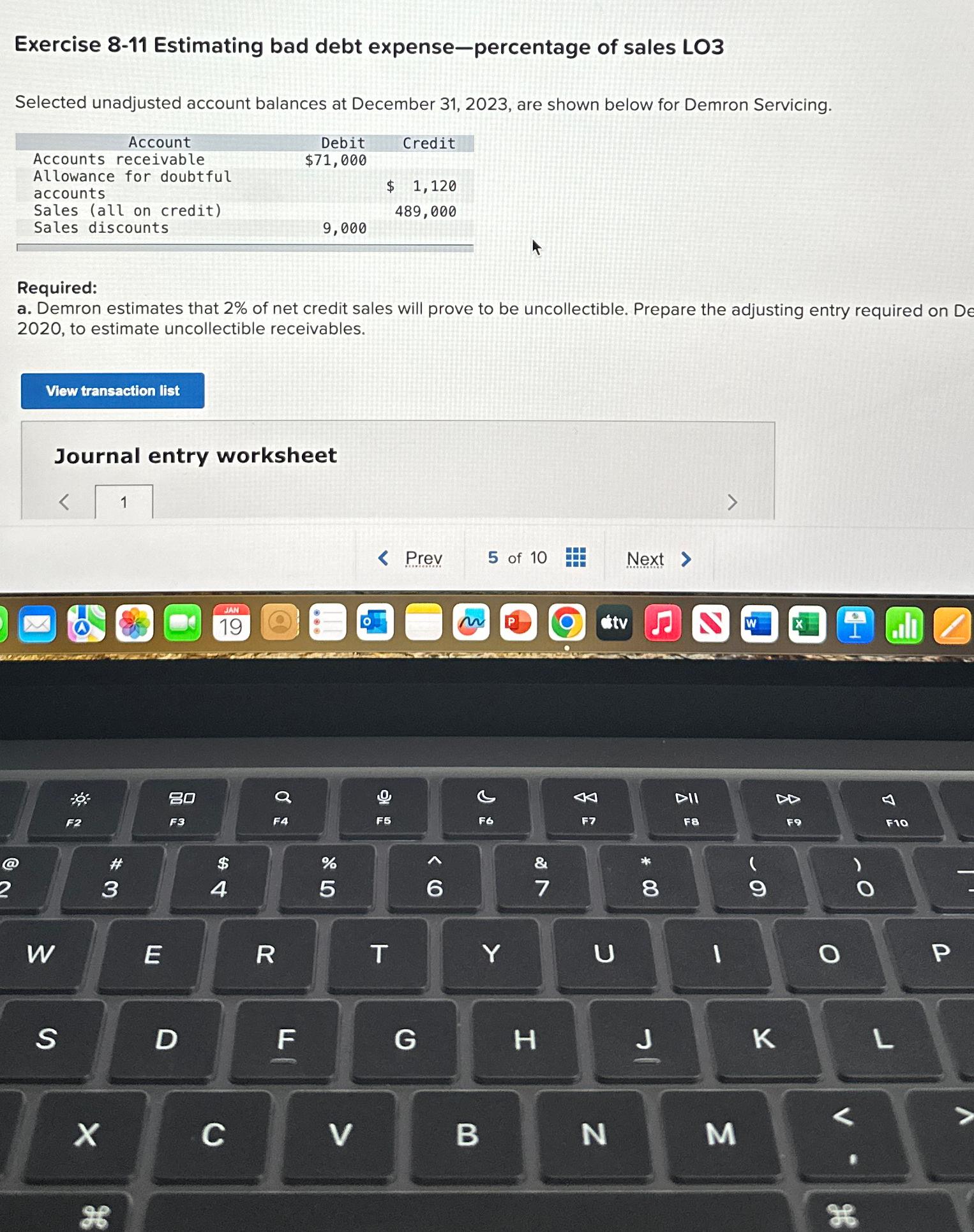 Solved Exercise 8-11 ﻿Estimating bad debt expense-percentage | Chegg.com