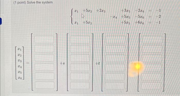 Solved (1 point) Solve the system | Chegg.com