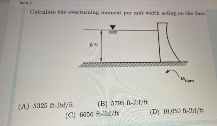 Solved Item 5 Calculate the overturning moment per unit | Chegg.com