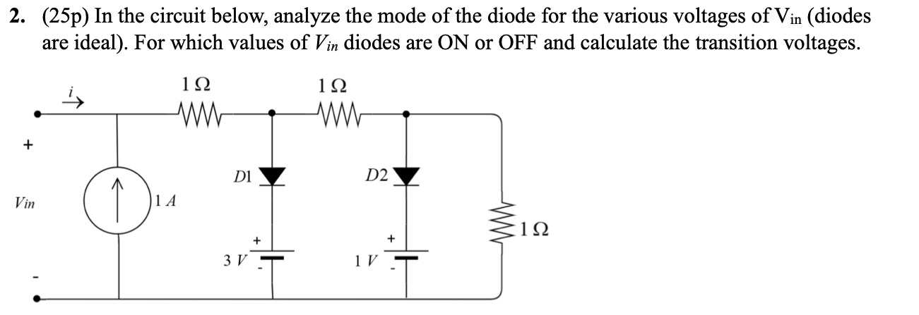 Solved (25p) ﻿In the circuit below, analyze the mode of the | Chegg.com