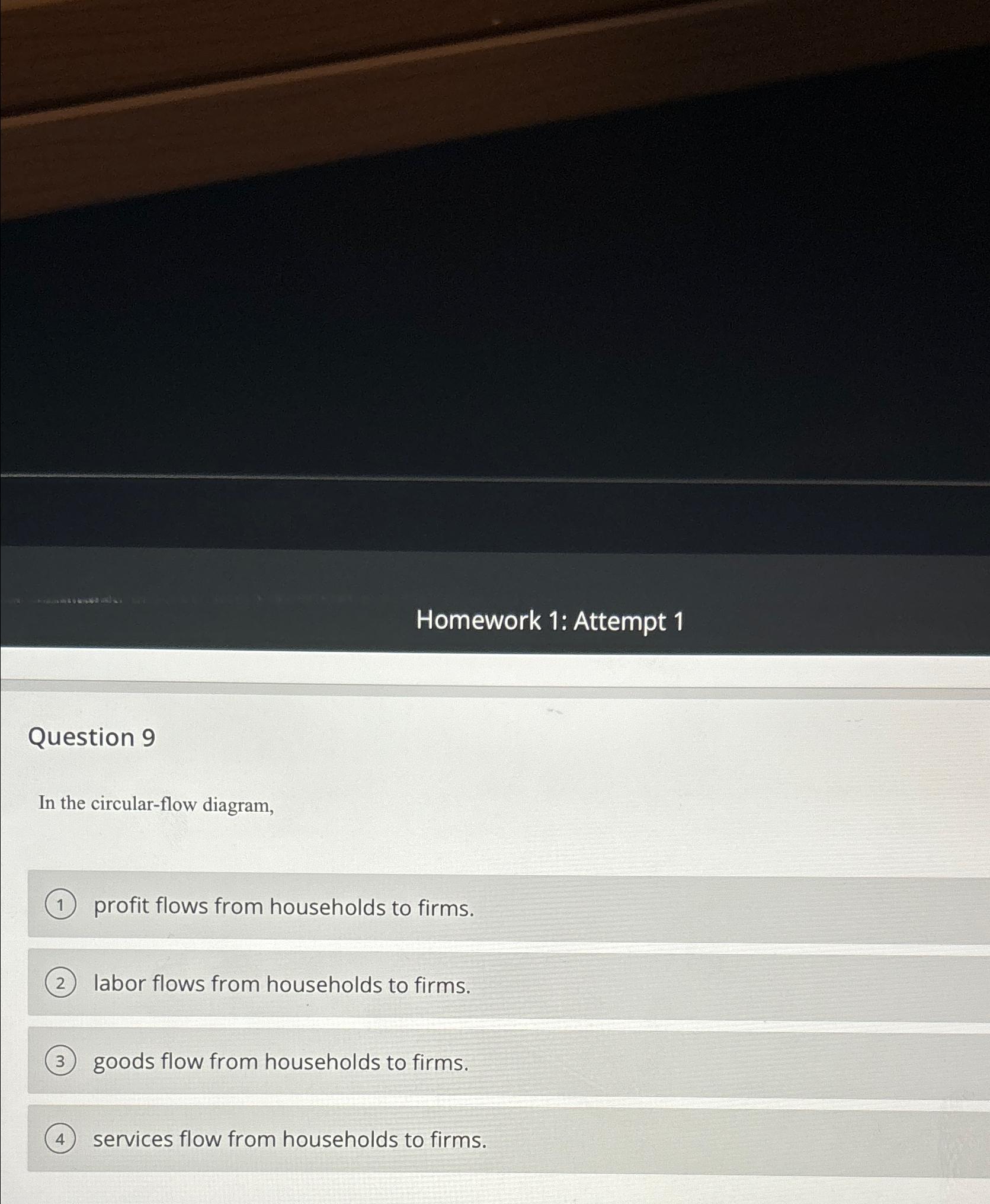 Solved Homework 1: Attempt 1Question 9In the circular-flow | Chegg.com