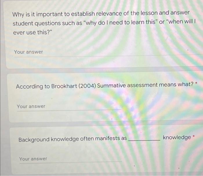Solved Why is it important to establish relevance of the | Chegg.com