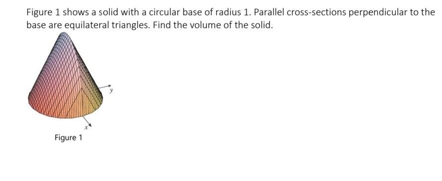 Solved Figure 1 shows a solid with a circular base of radius | Chegg.com
