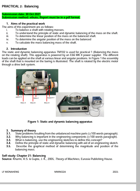Solved PRACTICAL 2: Balancing Submission date: 30 Oct 2021 | Chegg.com