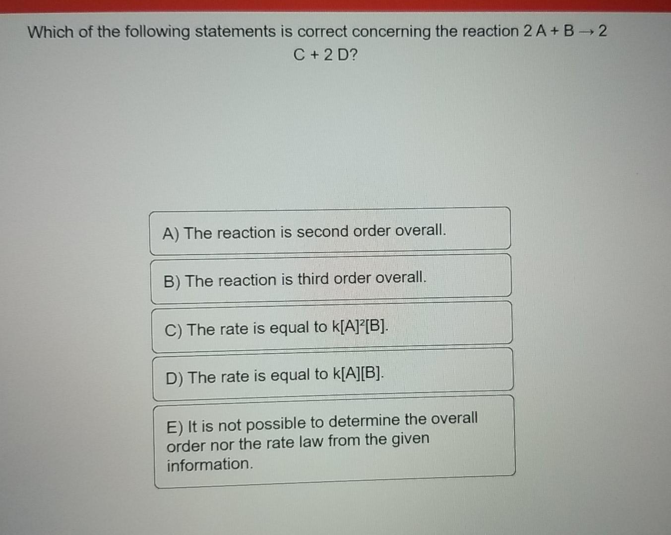 Solved The units for the rate constant for a zero order | Chegg.com