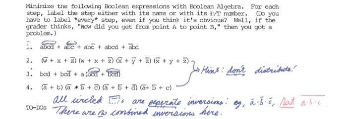 Solved Minimize the following Boolean expressions with | Chegg.com