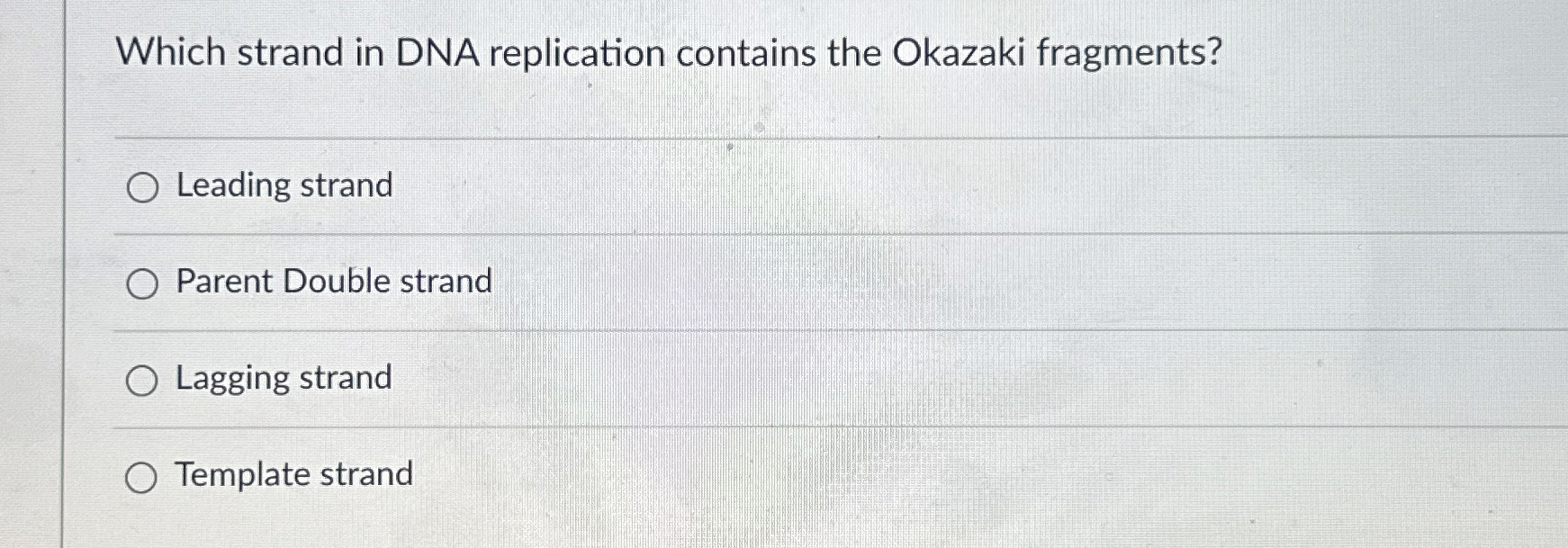 Solved Which strand in DNA replication contains the Okazaki | Chegg.com