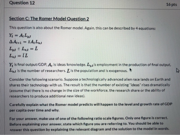 Solved Question 12 16 pts Section C: The Romer Model | Chegg.com
