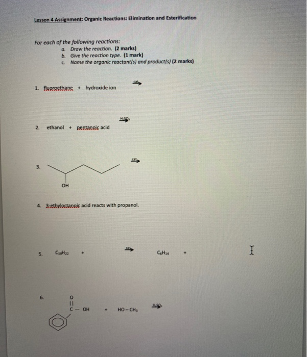 Solved Lesson 4 Assignment: Organic Reactions: Elimination | Chegg.com