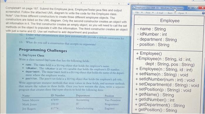 Solved Completett 1 on page 187. Submit the Employee java, | Chegg.com