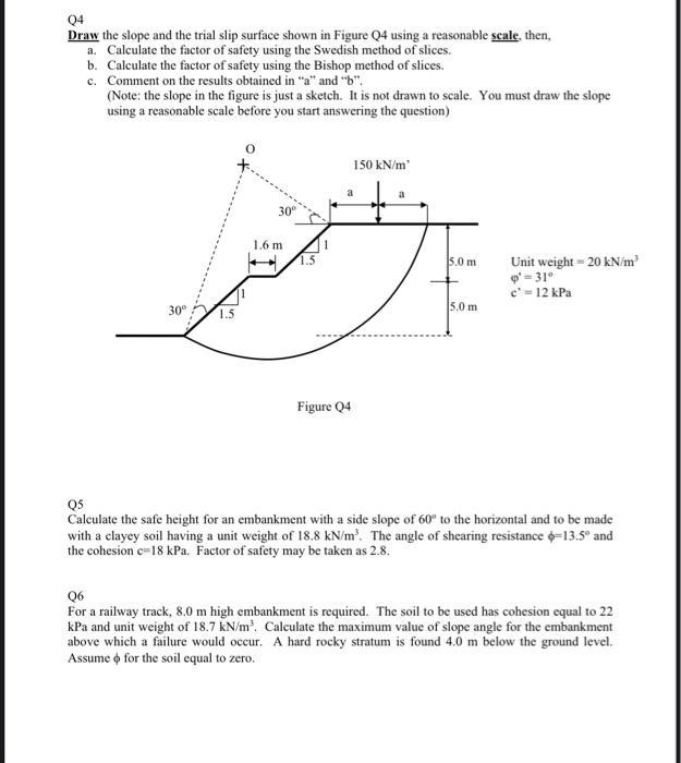 Solved Q4 Draw the slope and the trial slip surface shown in | Chegg.com
