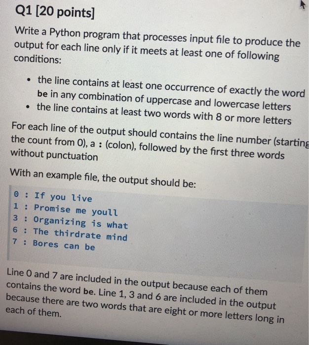 Solved Q1 [20 points) Write a Python program that processes | Chegg.com