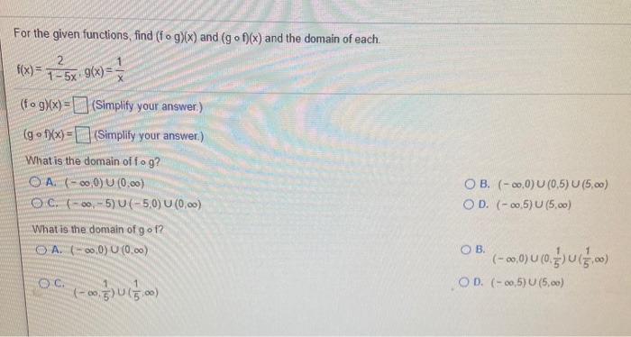 Solved For the given functions, find (fog)(x) and (gof)(x) | Chegg.com