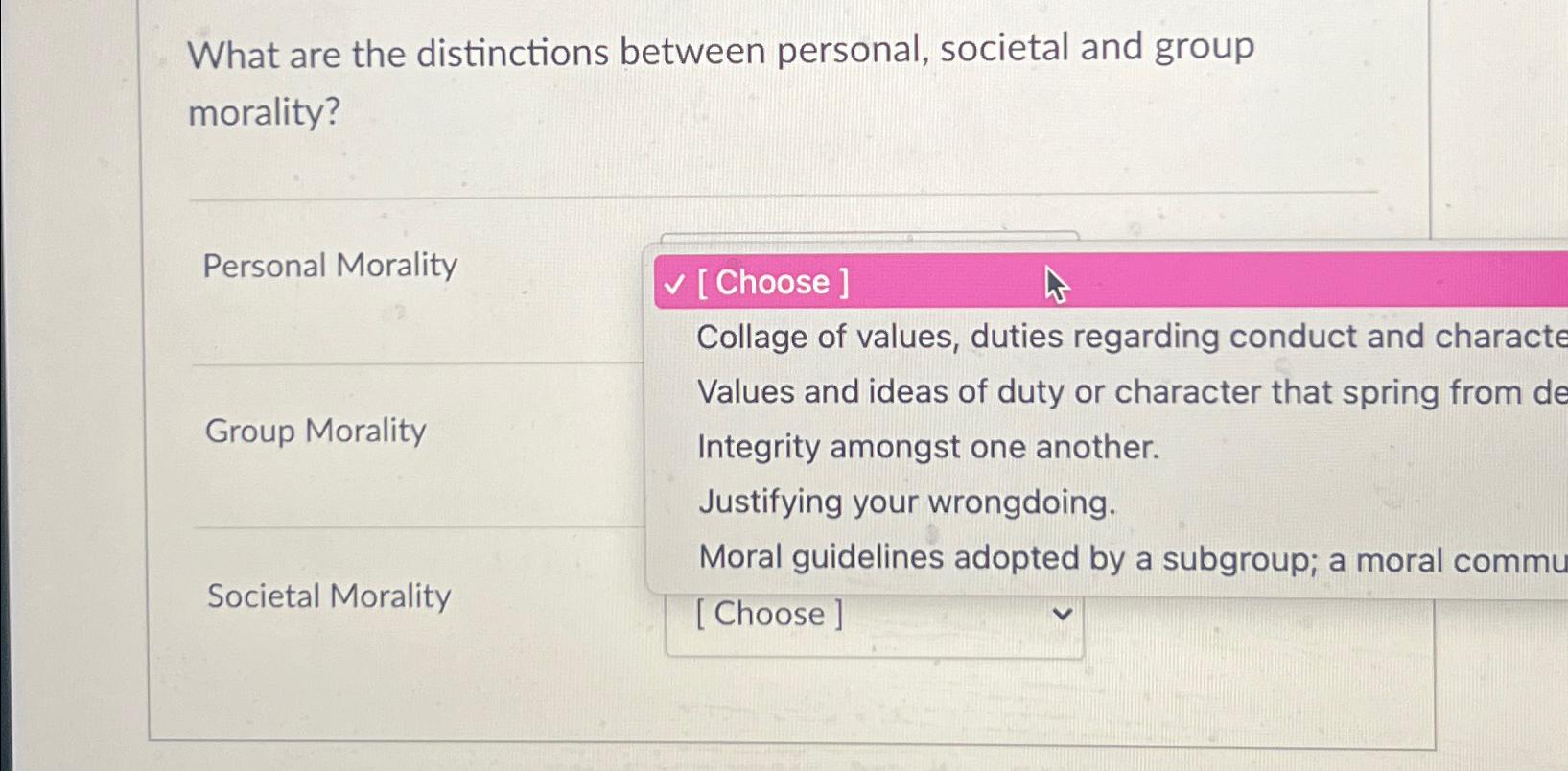 Solved What are the distinctions between personal, societal | Chegg.com