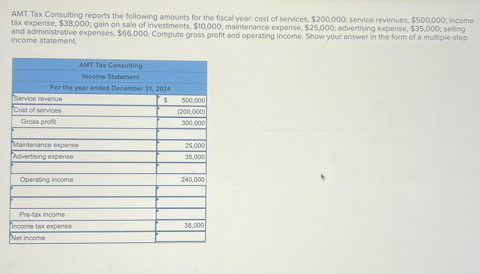Solved AMT Tax Consulting reports the following amounts for | Chegg.com