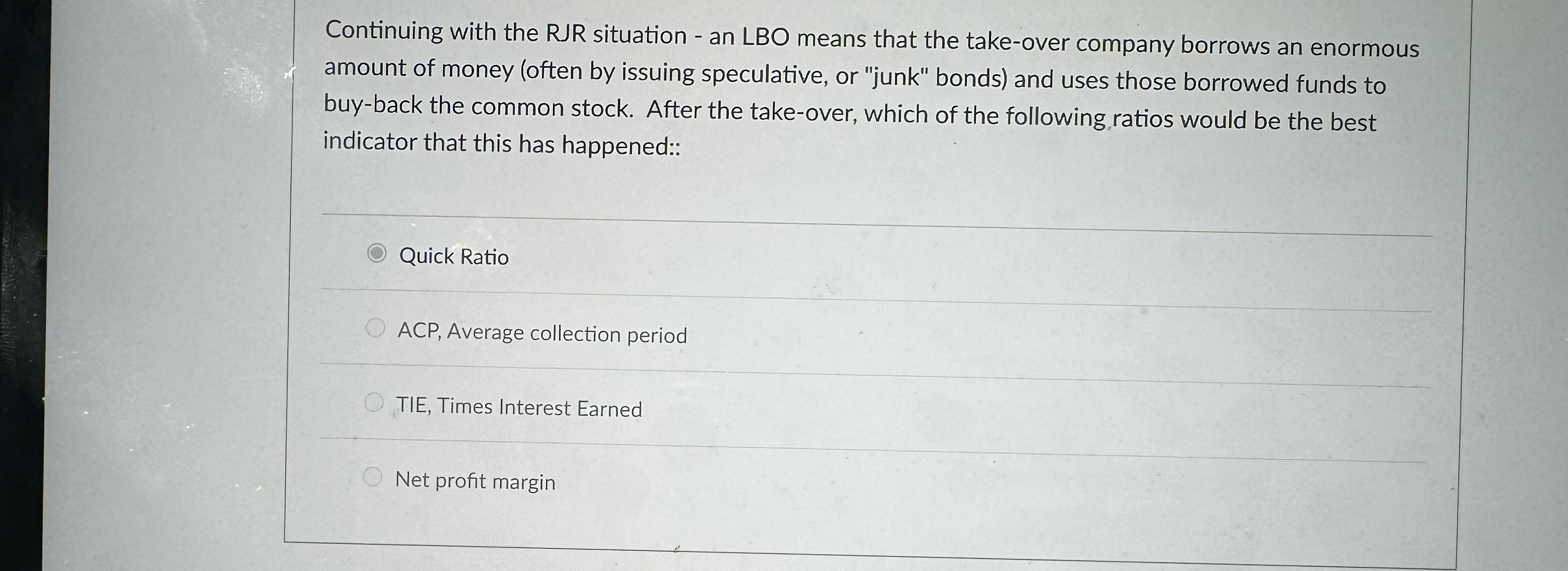 Solved Continuing with the RJR situation - ﻿an LBO means | Chegg.com