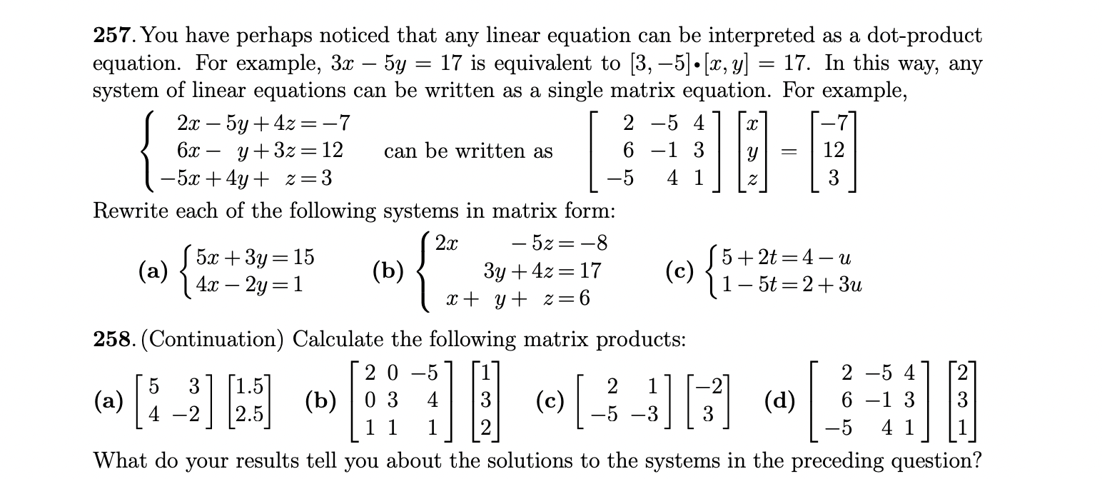 Solved You have perhaps noticed that any linear equation can | Chegg.com