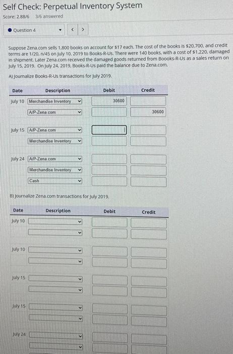Solved Self Check: Perpetual Inventory System Score: 28816 . | Chegg.com