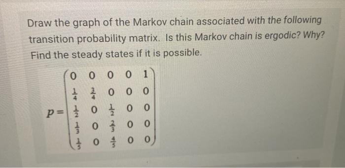 Solved Draw the graph of the Markov chain associated with | Chegg.com