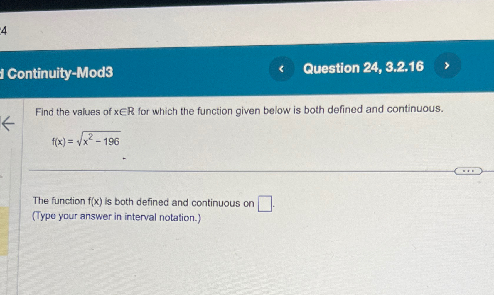 Solved Continuity-Mod3Question 24, 3.2.16Find the values of | Chegg.com