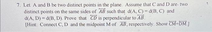 Solved 7. Let A and B be two distinct points in the plane. | Chegg.com
