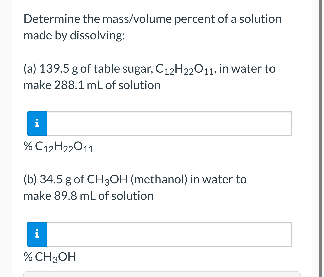 Solved Determine the mass/volume percent of a solution made | Chegg.com