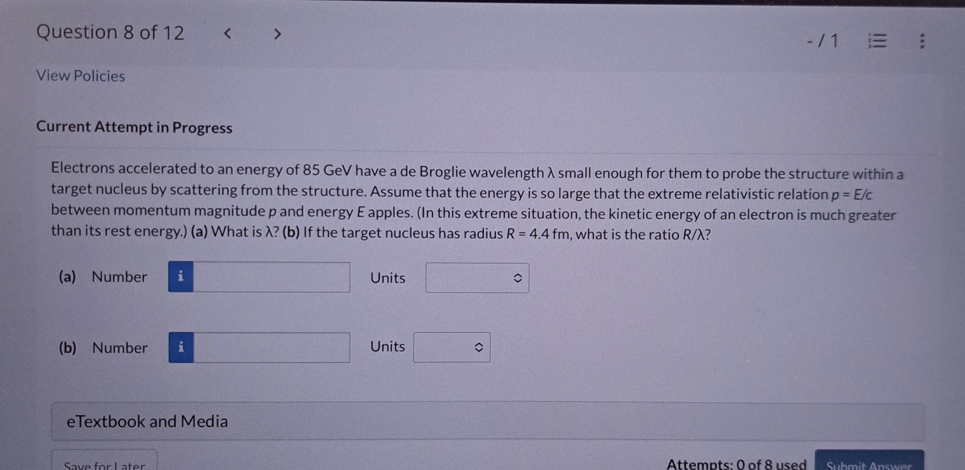 Solved Question 8 ﻿of 12View PoliciesCurrent Attempt in | Chegg.com