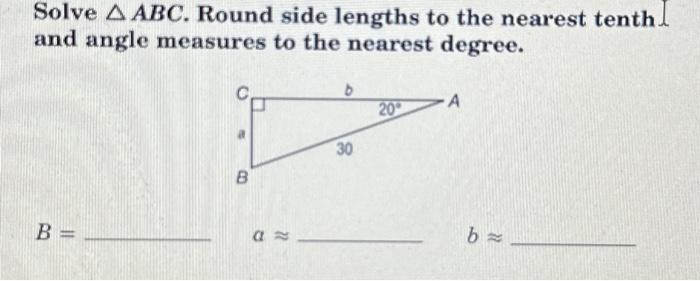 Solved Solve ABC. Round side lengths to the nearest tenth | Chegg.com