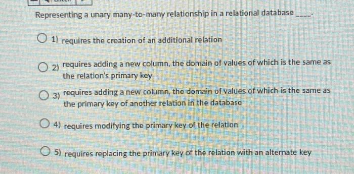 Solved Representing a unary many-to-many relationship in a | Chegg.com