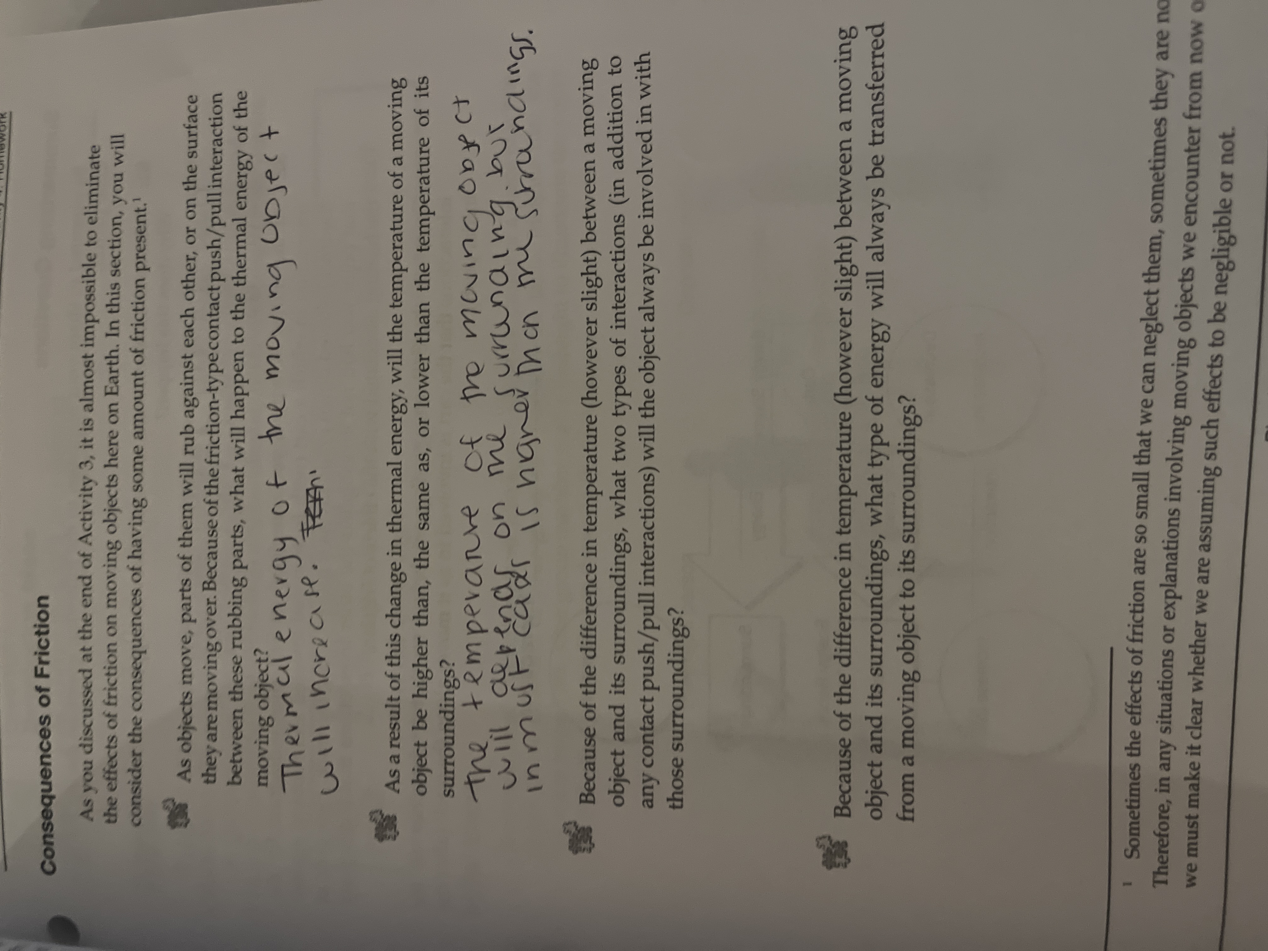 Solved Consequences of FrictionAs you discussed at the end | Chegg.com