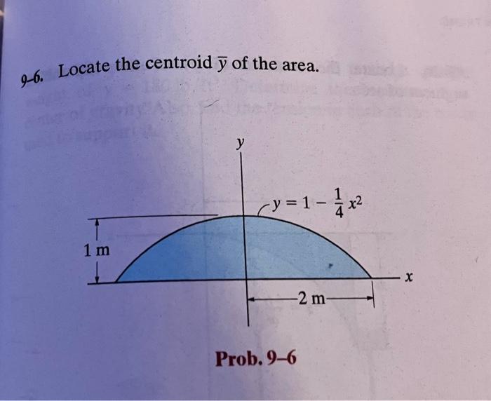 Solved 9−6. Locate the centroid yˉ of the area. Prob. 9-6 | Chegg.com