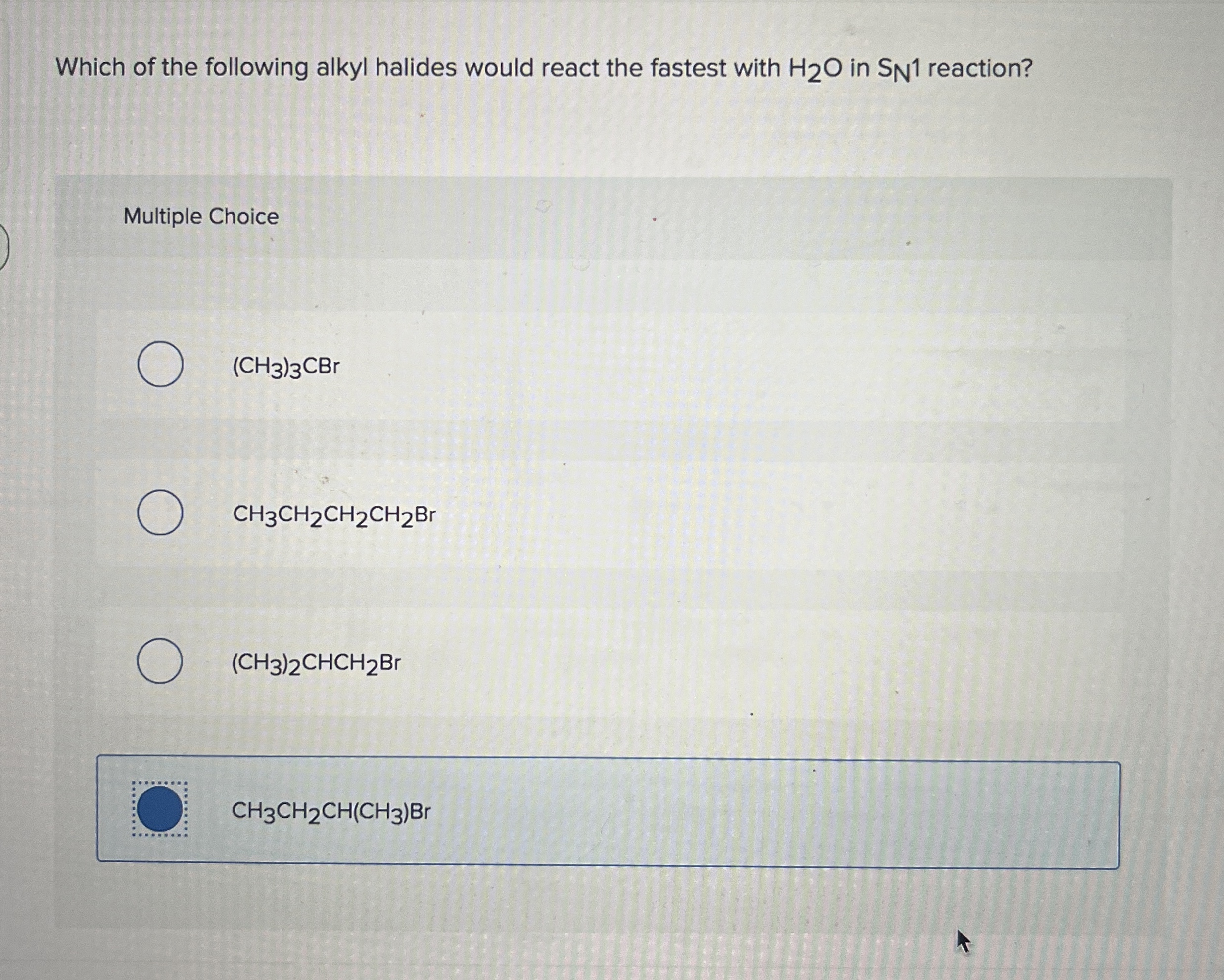 Solved Which of the following alkyl halides would react the | Chegg.com
