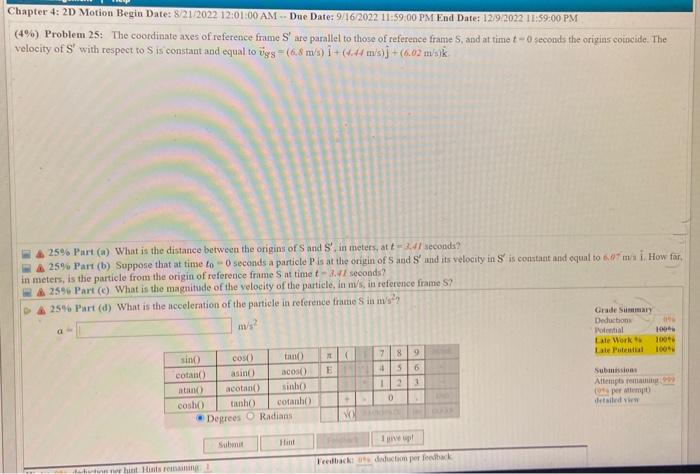 Solved (4\%) Problem 25: The coordinate axes of reference | Chegg.com