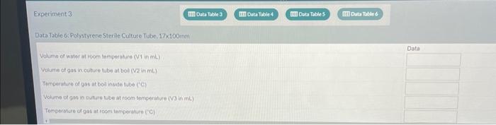 Data Tabie 3:Polystyrene Test Tube 12×75 mm Valume of | Chegg.com