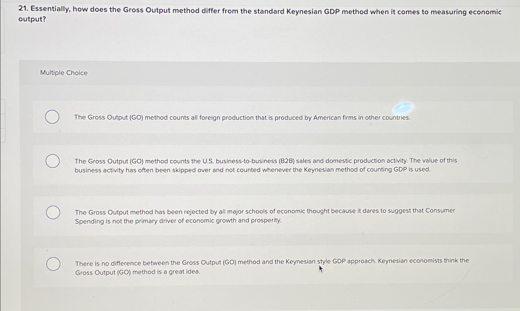 Solved Essentially, how does the Gross Output method differ | Chegg.com