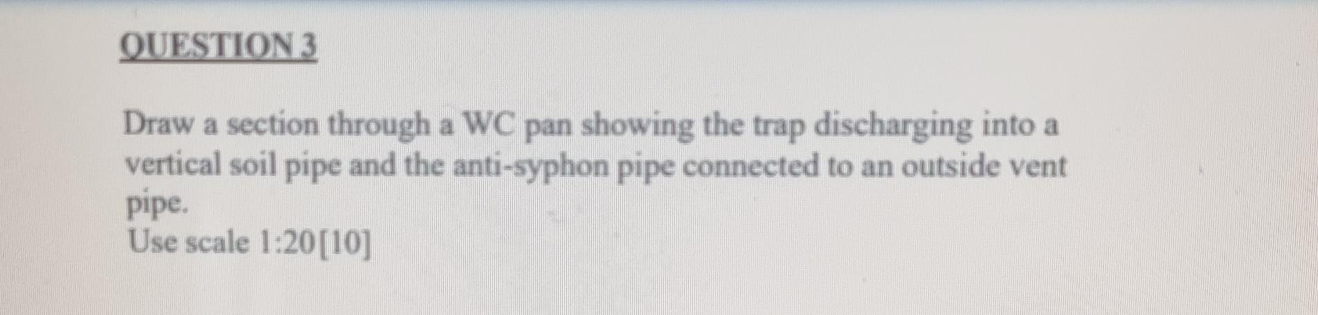 Solved Draw a section through a WC pan showing the trap | Chegg.com