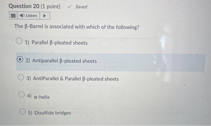 The B-Barrel is associated with which of the | Chegg.com
