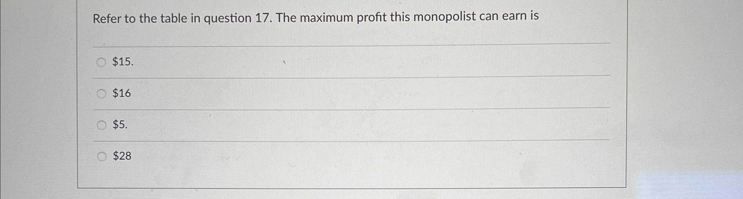 Solved Refer to the table in question 17. ﻿The maximum | Chegg.com