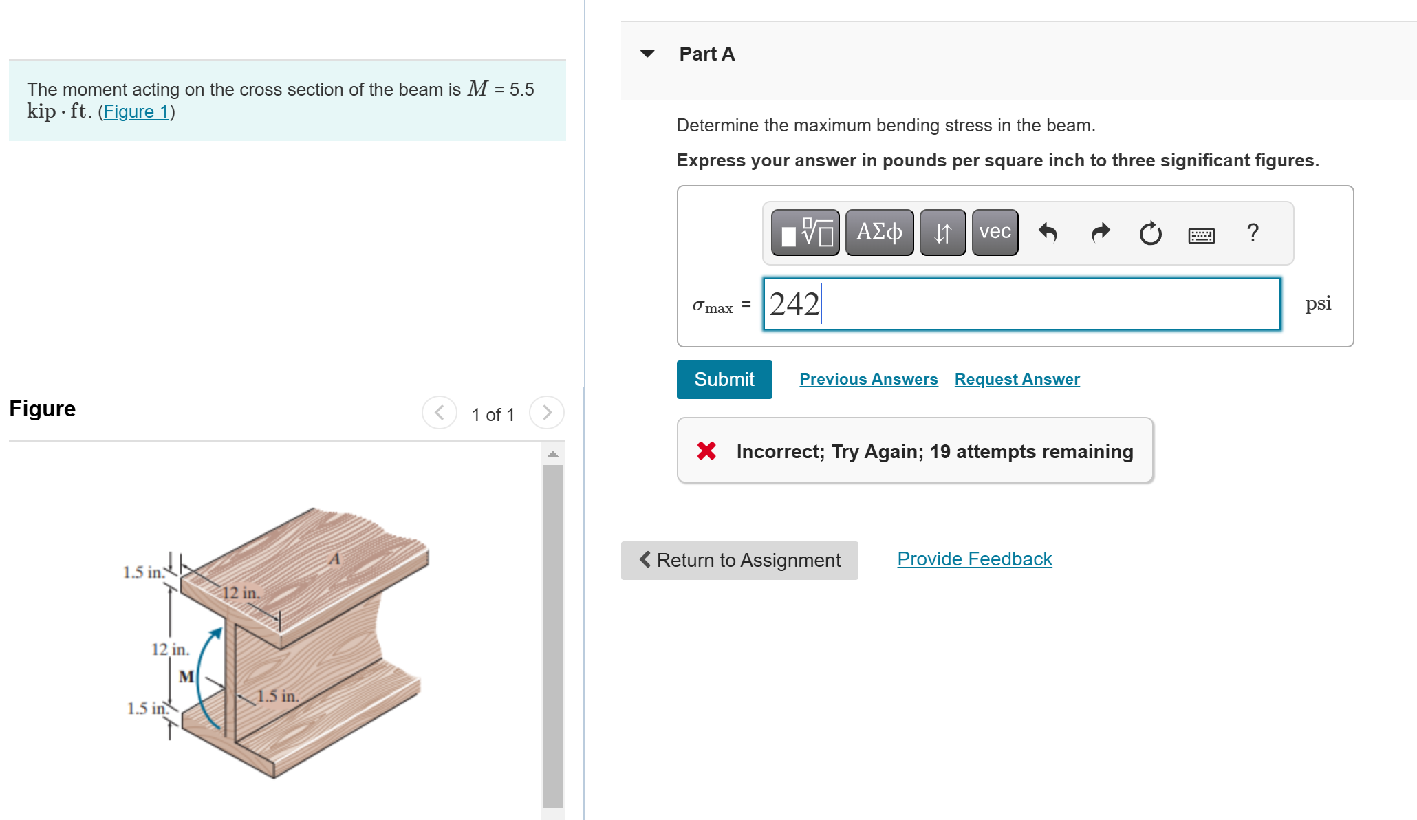 Solved by an EXPERT The moment acting on the cross section of the beam is | Chegg.com