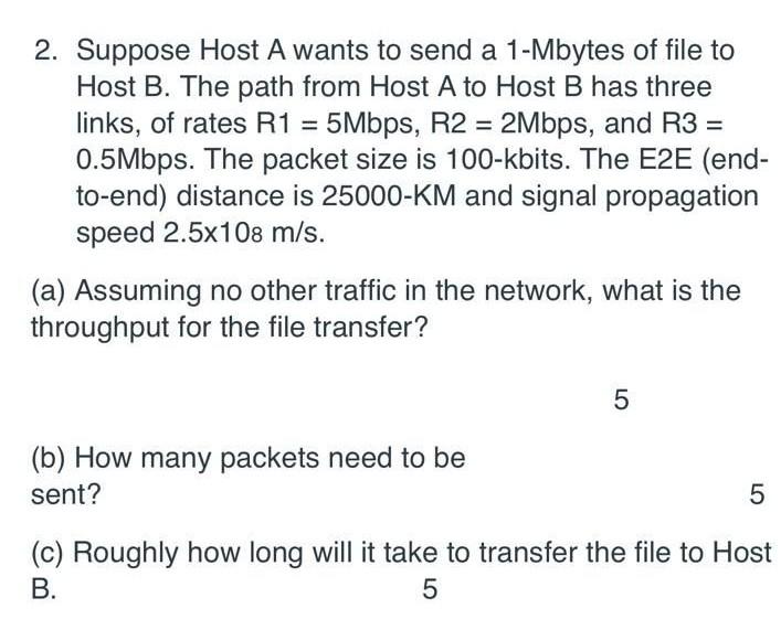 Solved 2. Suppose Host A wants to send a 1-Mbytes of file to | Chegg.com