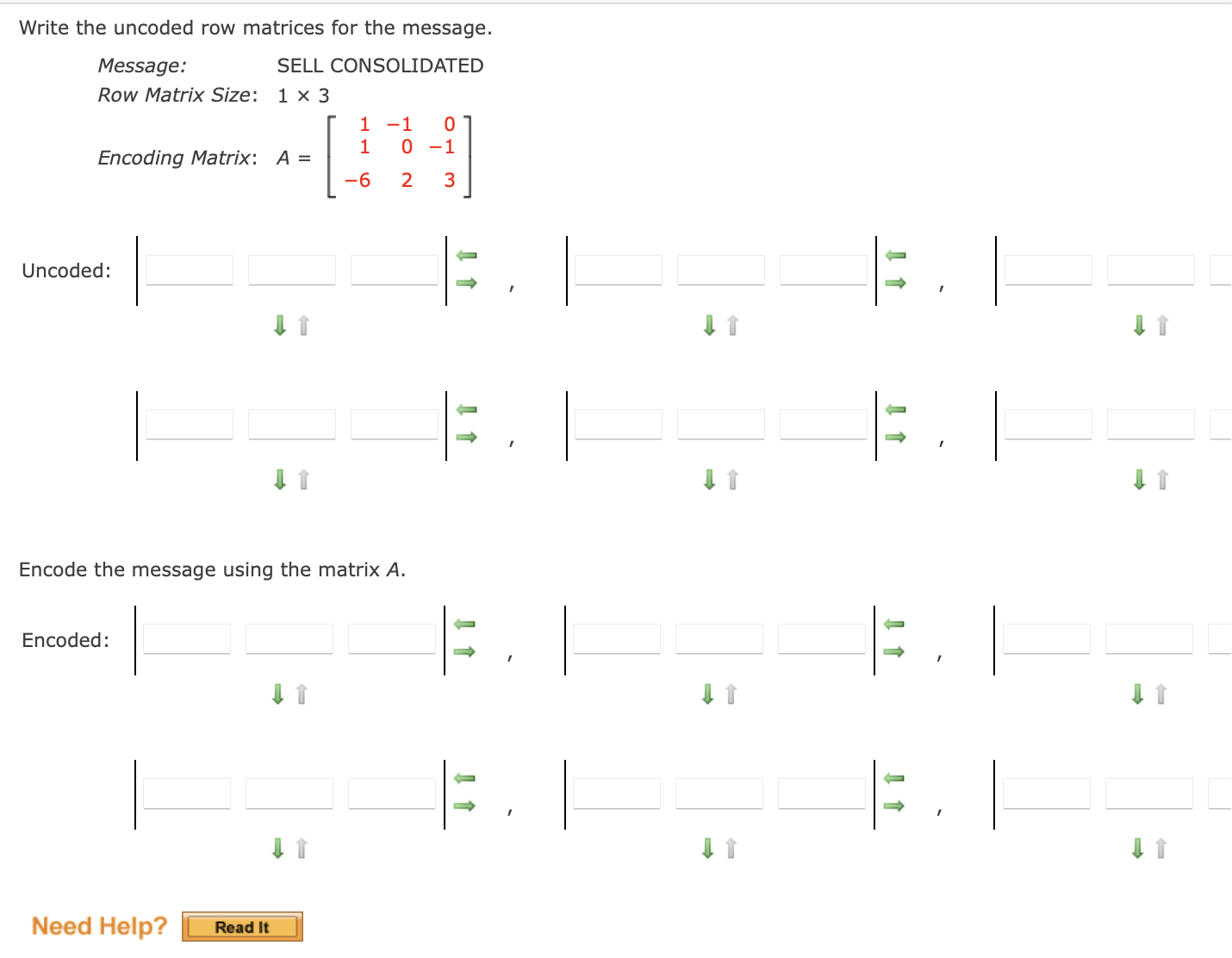 Solved Write the uncoded row matrices for the | Chegg.com