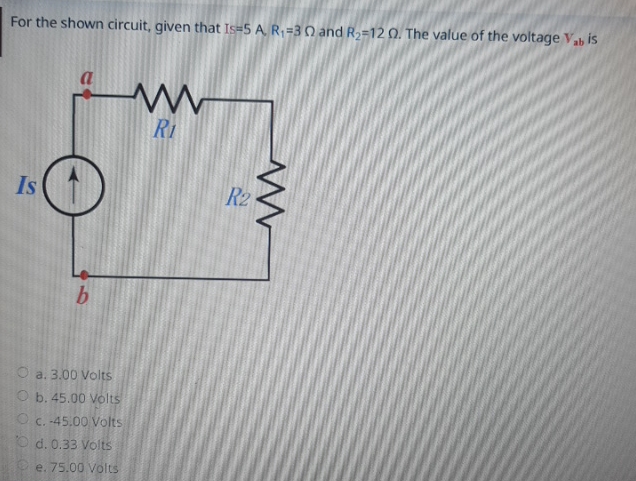 Solved For the shown circuit, given that Is =5A,R1=3Ω ﻿and | Chegg.com