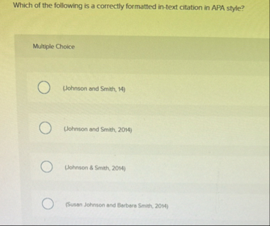 Solved Which of the following is a correctly formatted | Chegg.com